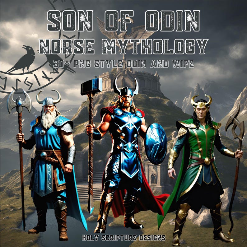 Norse Mythology Clipart: Thor, Odin, Viking Gods (PNG Files) - Etsy