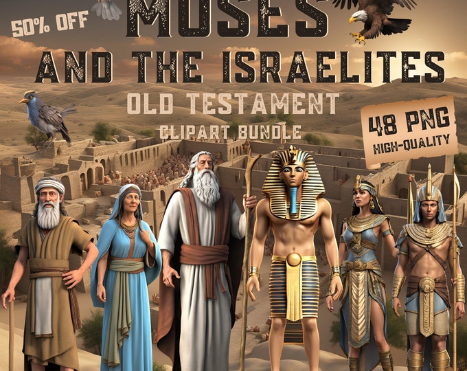 Moses and Israelites Clipart: Old Testament PNG Bundle - Etsy