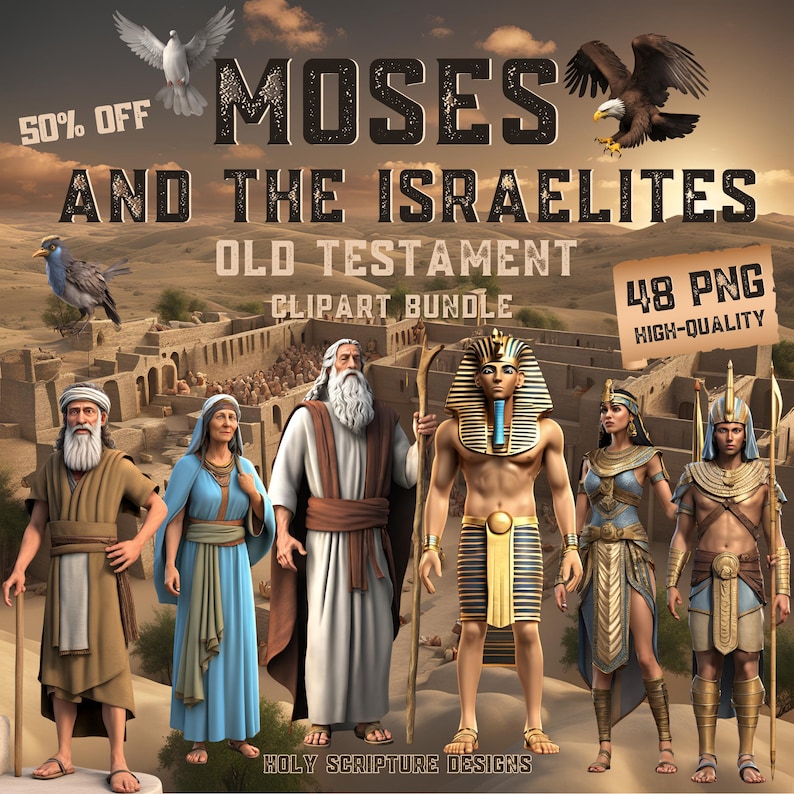 Moses and Israelites Clipart: Old Testament PNG Bundle - Etsy