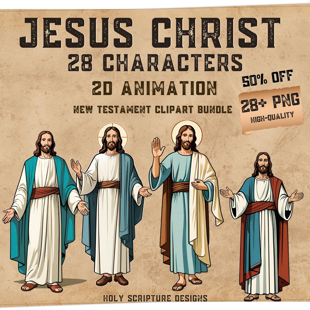 2D Jesus Christ Clipart, 28 Biblical Characters, New Testament Clipart ...