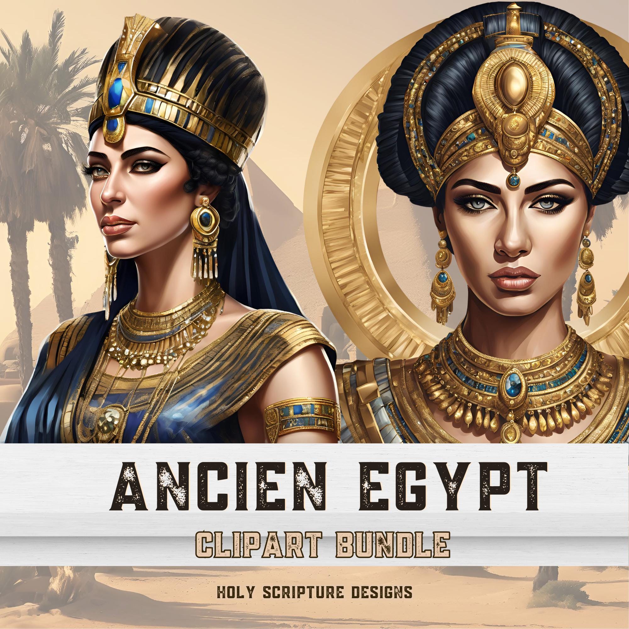 Ancient Egypt Clipart Bundle, Cleopatra Pharaoh Goddess Clip Art ...