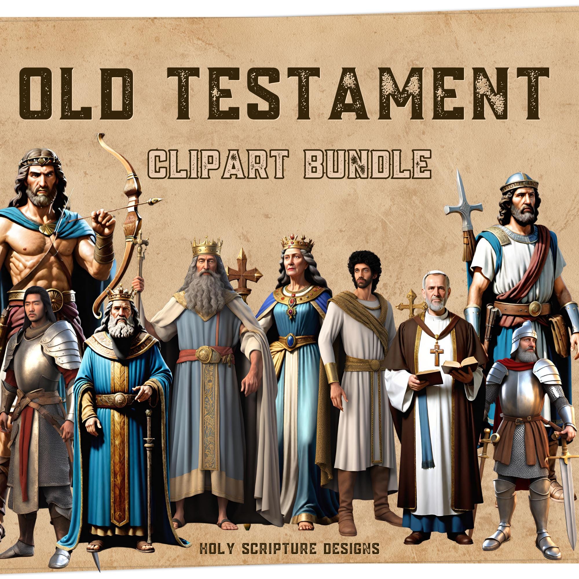 Old Testament Clipart Bundle: Biblical Characters, Bible Stories (PNG ...