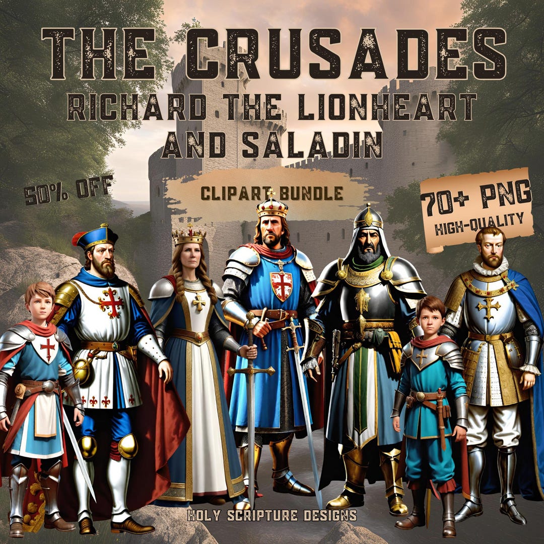 The Crusades Clipart, Medieval Warfare Characters, Historical Crusaders ...