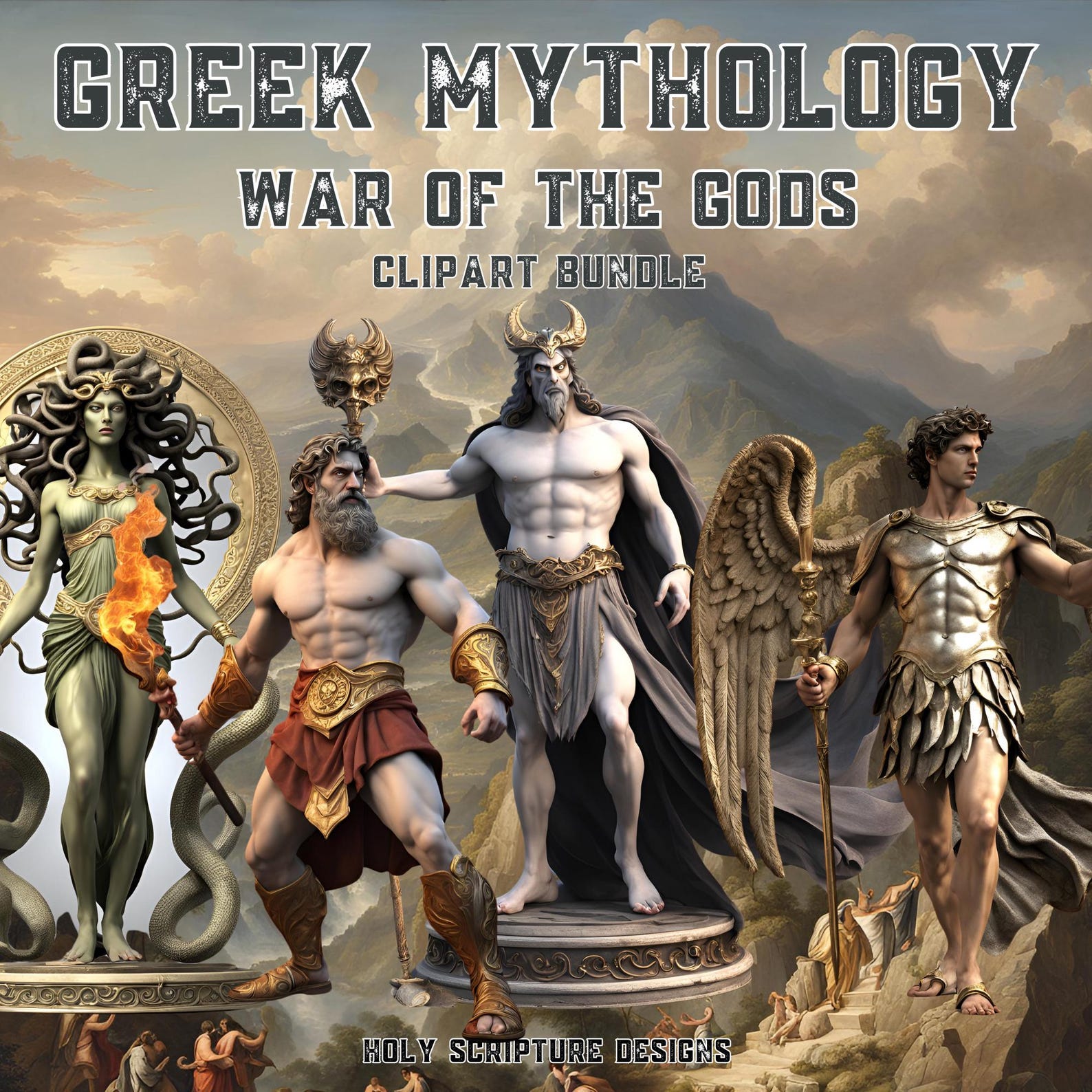 Greek Mythology Clipart, Olympian Gods and Heroes,mythical Characters ...