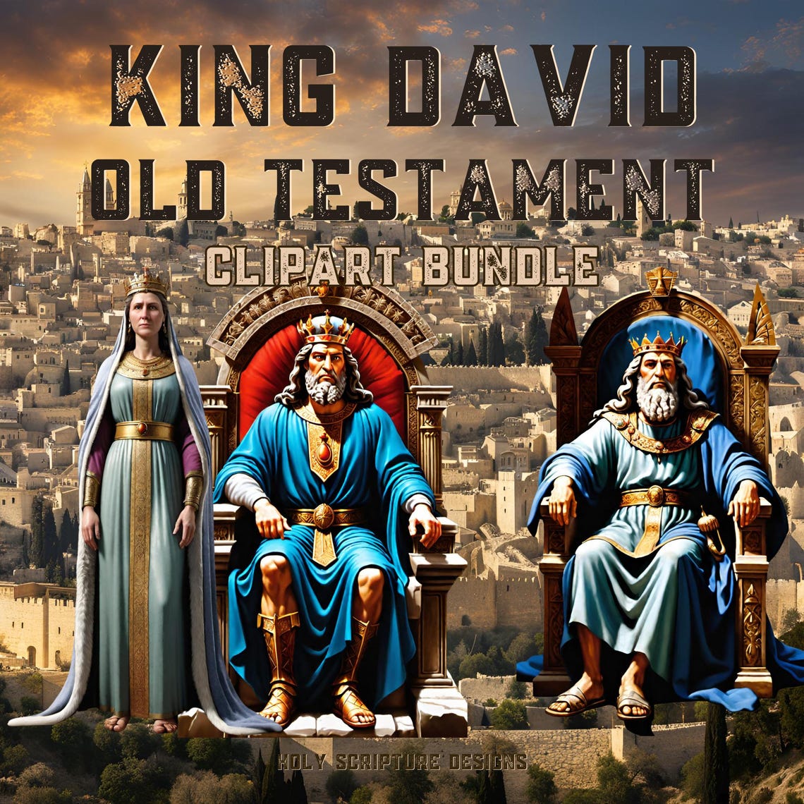 King David Clipart Bundle: Old Testament Bible Story Illustrations (PNG ...