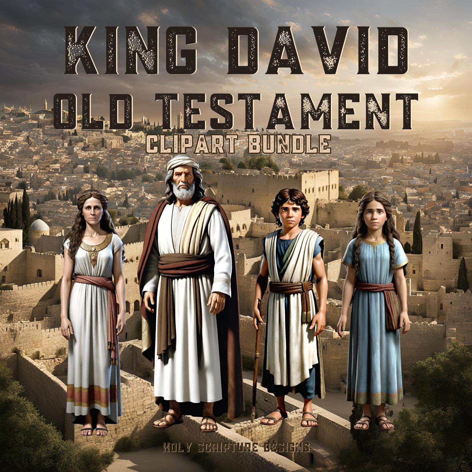 King David Clipart Bundle: Old Testament Bible Story Illustrations (PNG ...