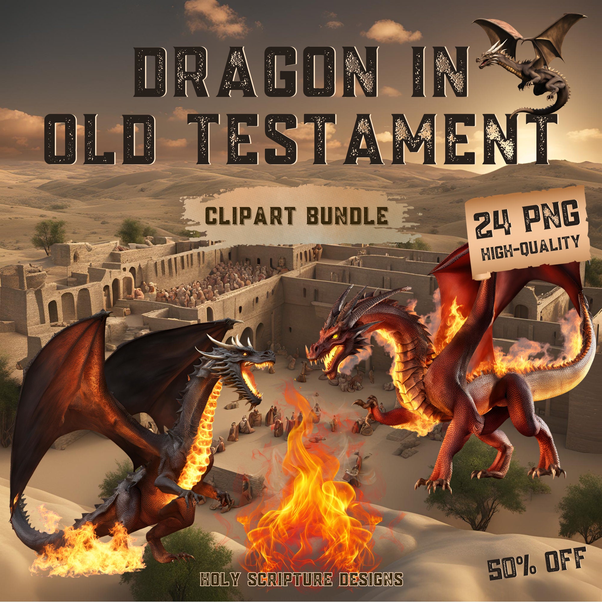 Dragon Old Testament Clipart Bundle: Biblical PNG Images - Etsy