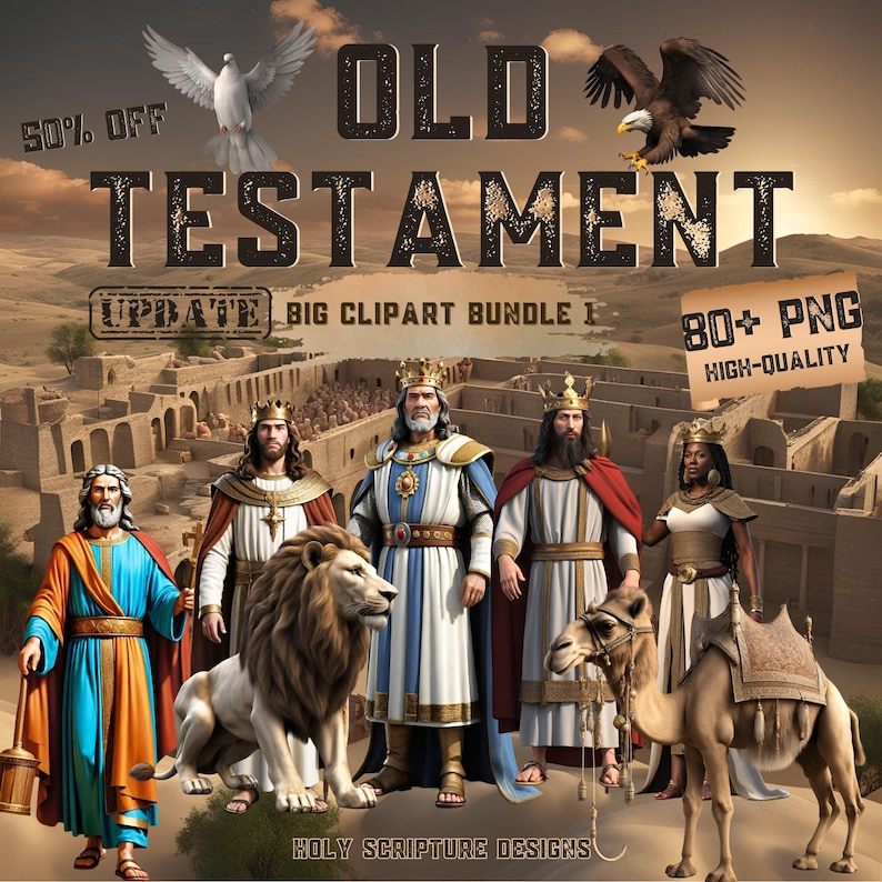 Old Testament Clipart Bundle: Biblical Characters & Stories (PNG Files ...