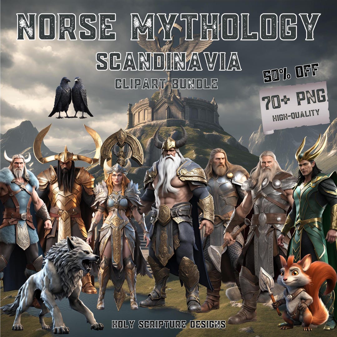Odin and the Norse Gods, Norse Mythology Clipart, Mythical Characters ...