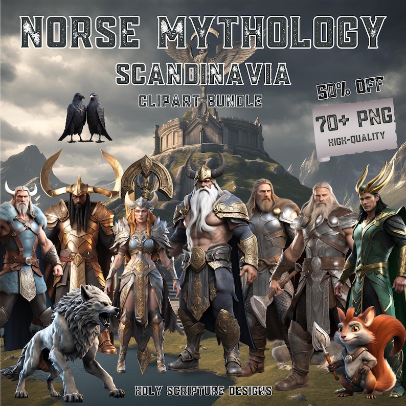 Norse Mythology Clipart Bundle: Odin and Gods (70+ PNG) - Etsy