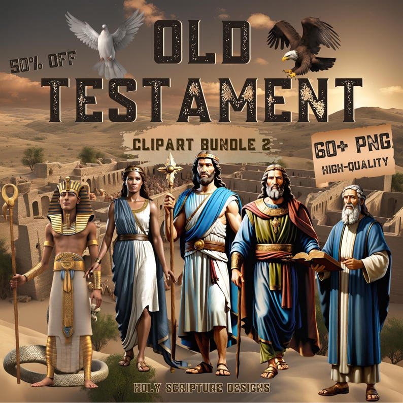 Old Testament Clipart Bundle: Biblical Characters, Bible Stories (PNG ...