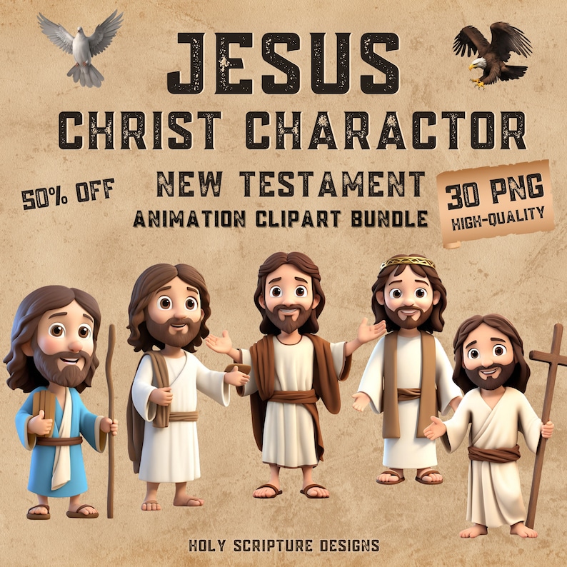 New Testament Clipart Bundle: Jesus Christ, Biblical Characters (PNG ...