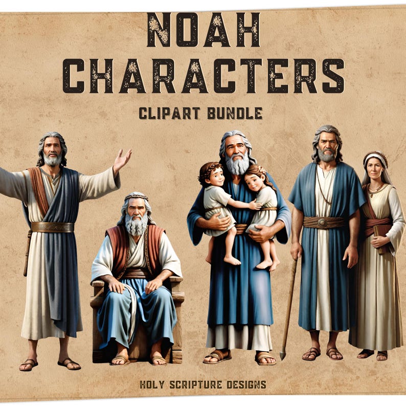 Noah Clipart, Ark and Animals, Biblical Characters, Old Testament ...