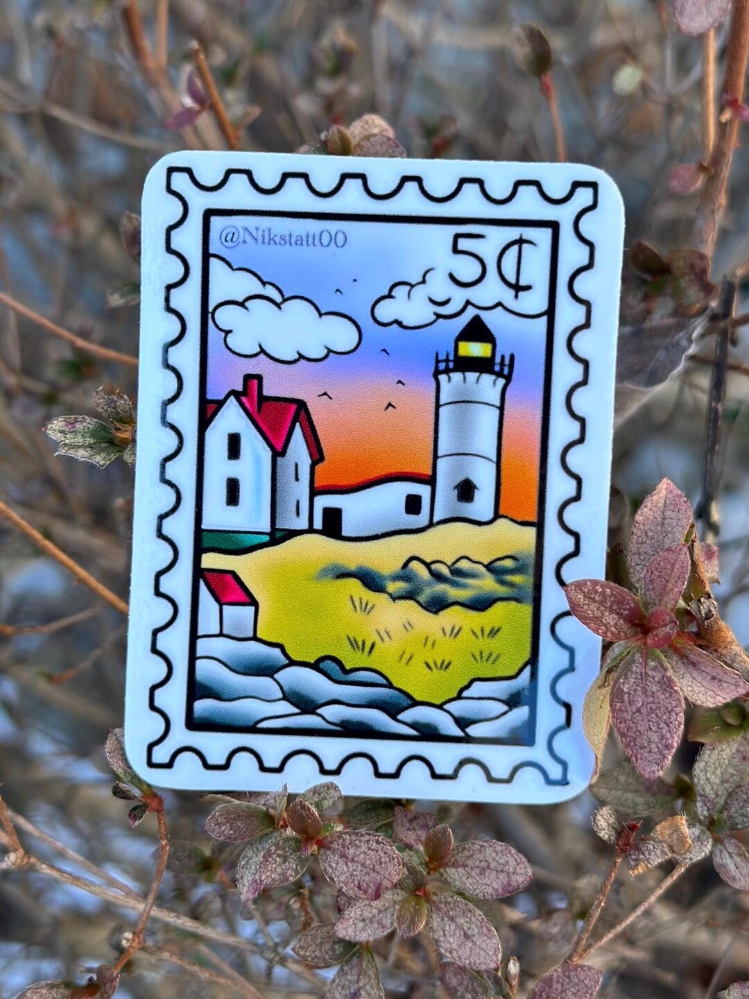 Nubble Lighthouse Sticker Stamp - Etsy