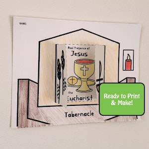Tabernacle & Eucharist Craft: Print and Color Activity (printable PDF ...