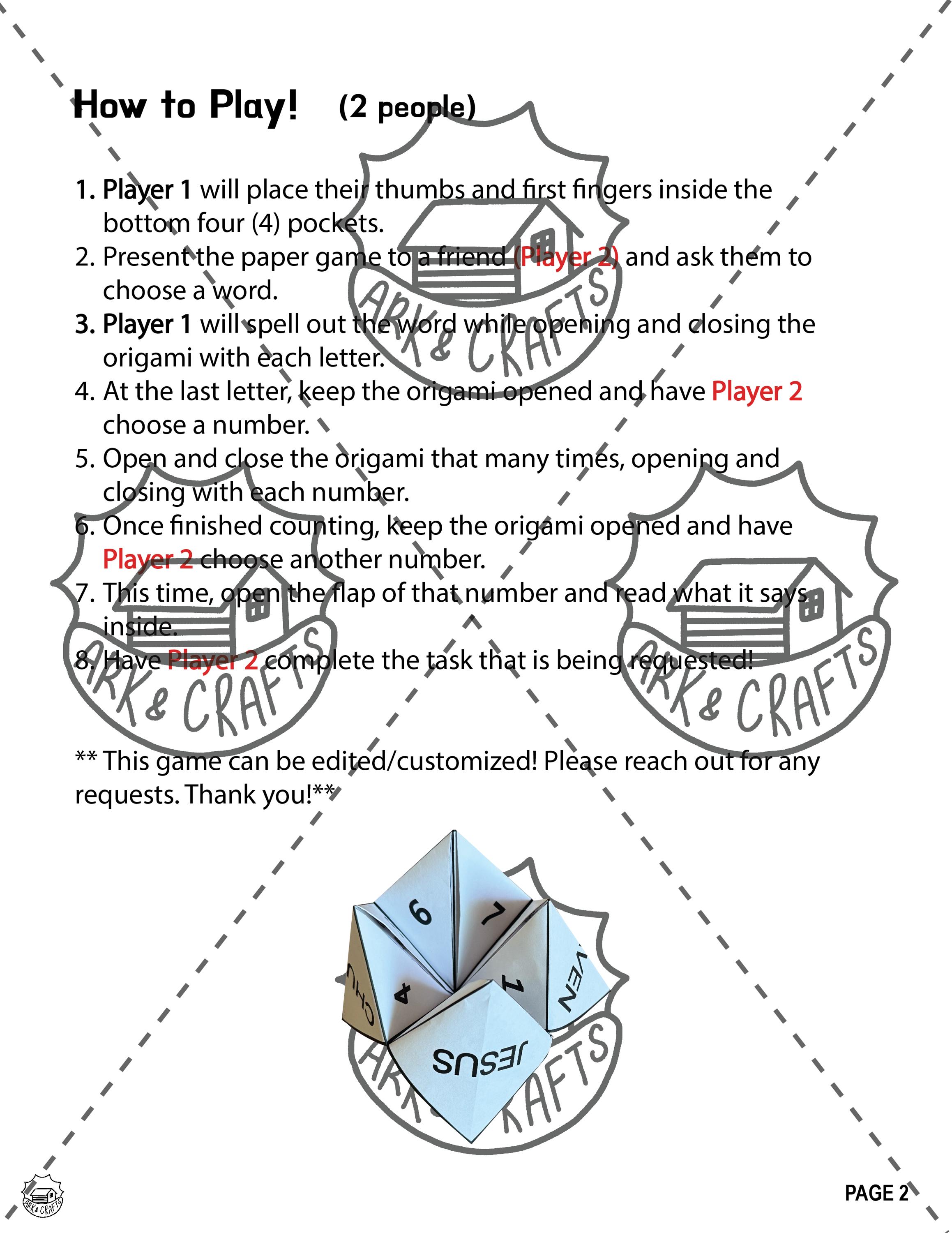 Origami Game for Kids, Print Worksheet and Color, Religious Ed Craft ...