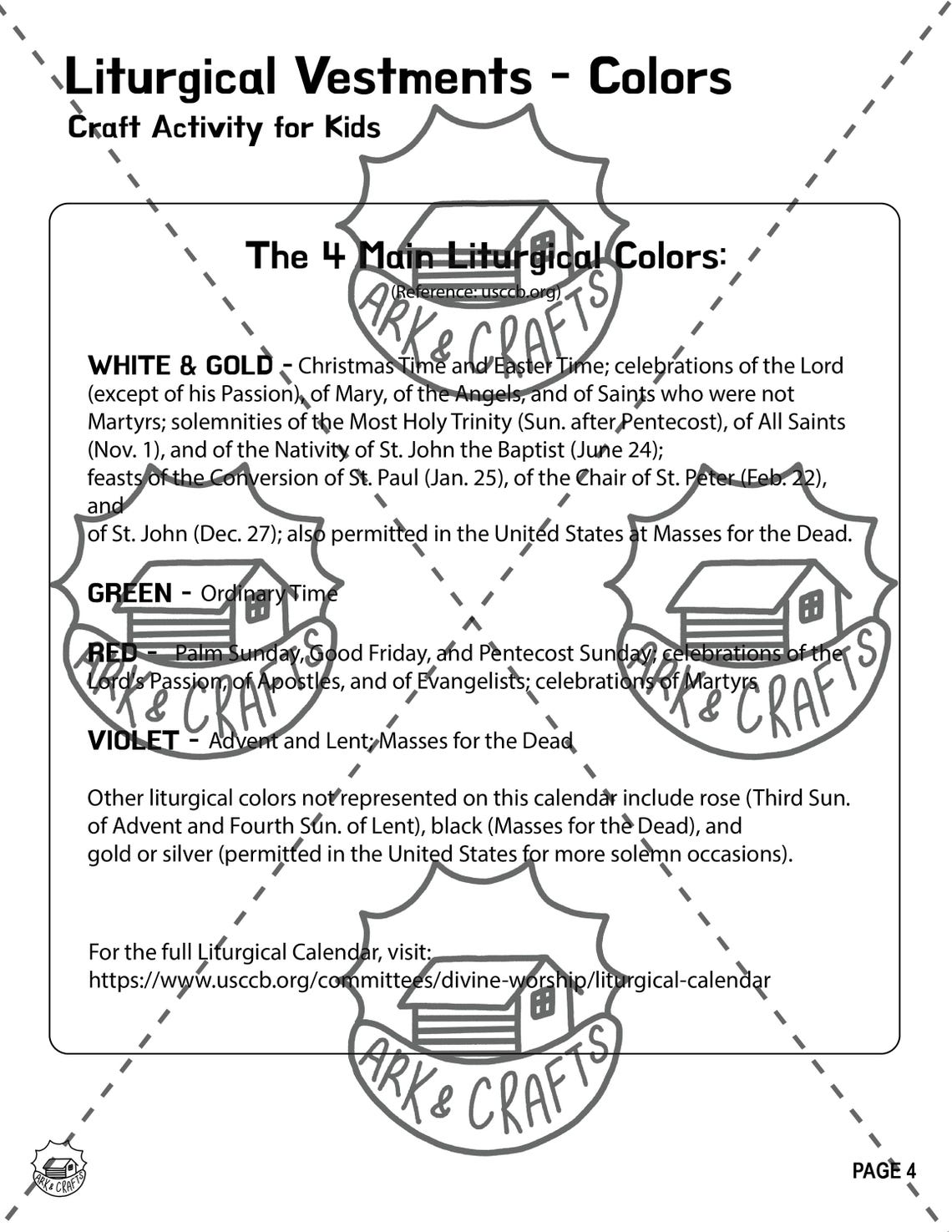 Priest Vestments Paper Doll: Catholic Colors Activity (printable PDF ...