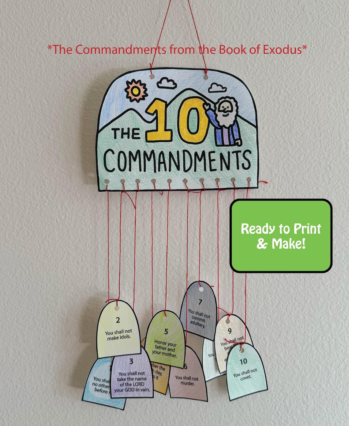 Ten Commandments Craft for Kids: Exodus Bible Lesson (printable PDF) - Etsy