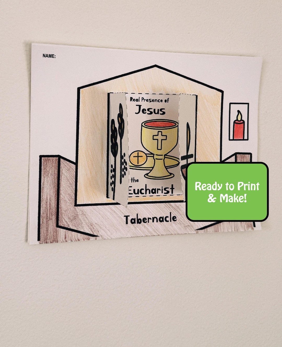Tabernacle and Eucharist Activity for Kids, Print and Color, Religious ...