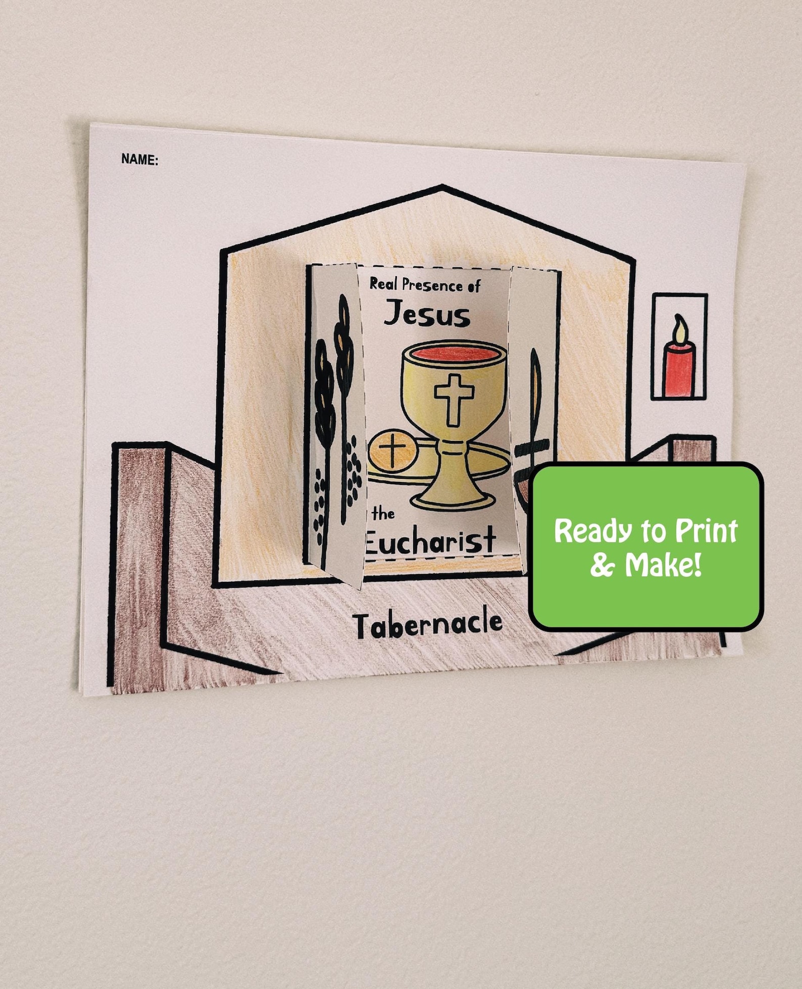 Tabernacle & Eucharist Craft: Print and Color Activity (printable PDF ...