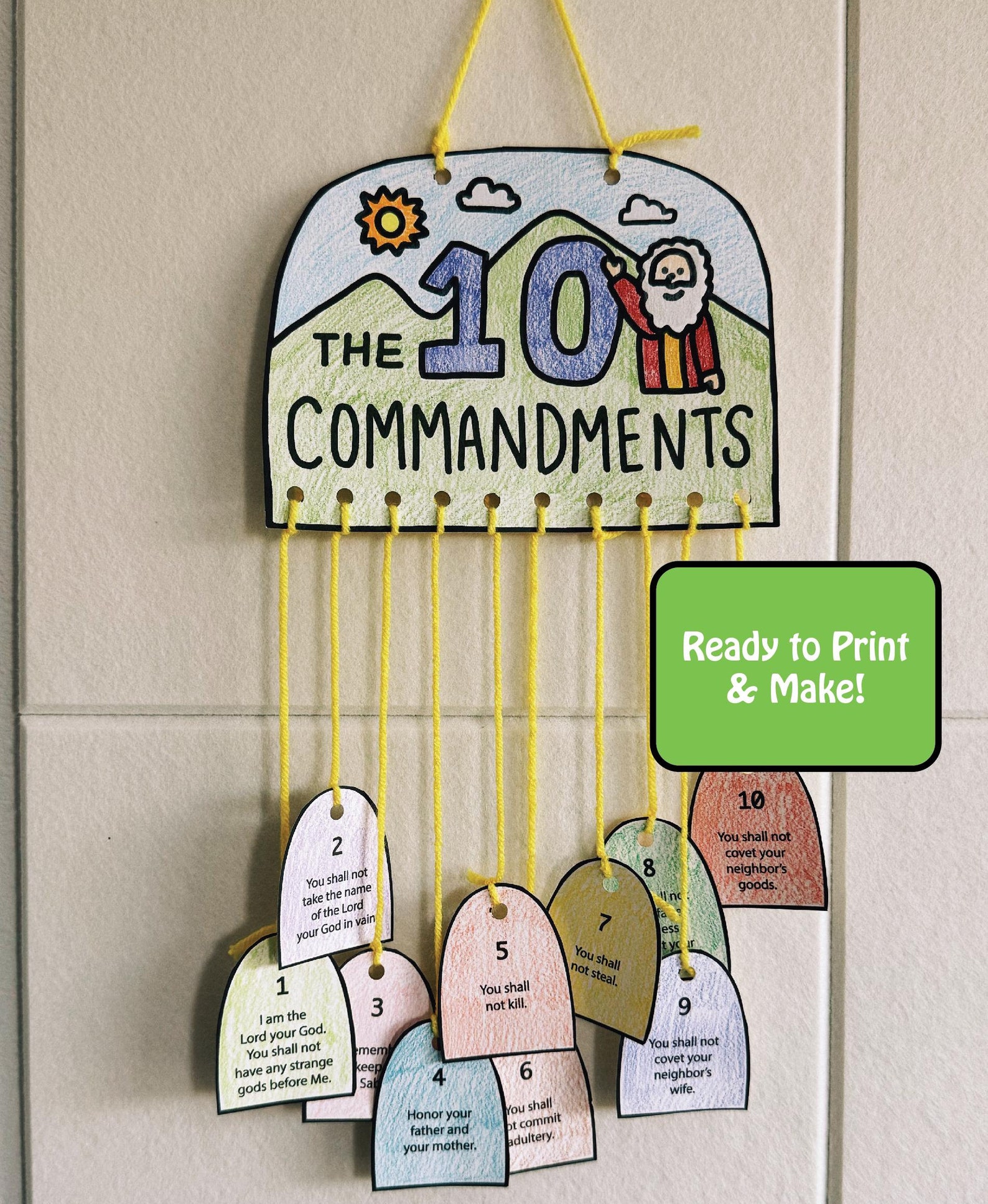 Ten Commandments Activity for Kids, Print Worksheet and Color ...