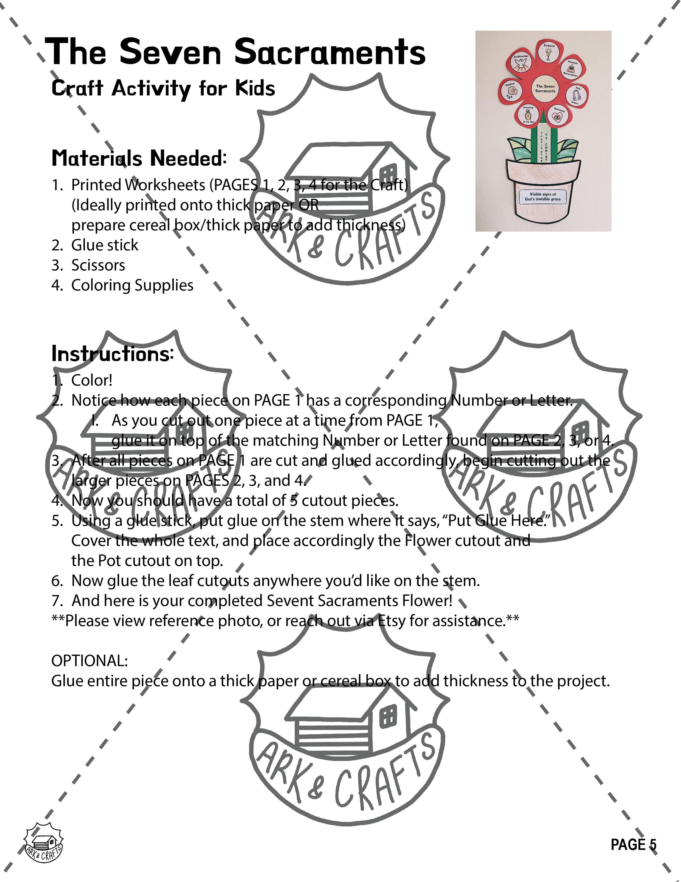 Seven Sacraments Activity for Kids, Print Worksheet and Color ...