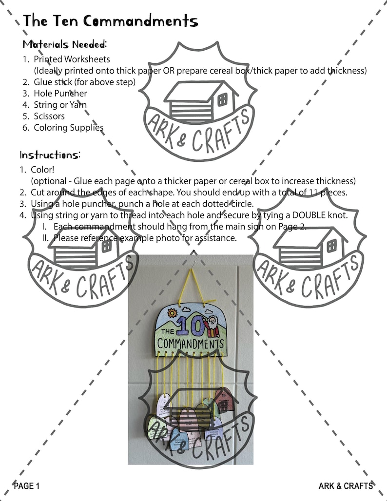 Ten Commandments Activity for Kids, Print Worksheet and Color ...