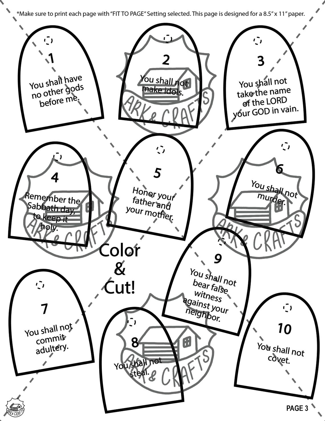 Ten Commandments Craft for Kids: Exodus Bible Lesson (printable PDF) - Etsy