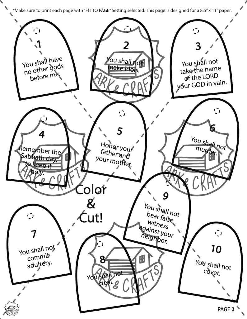Ten Commandments Craft for Kids: Exodus Bible Lesson (printable PDF) - Etsy
