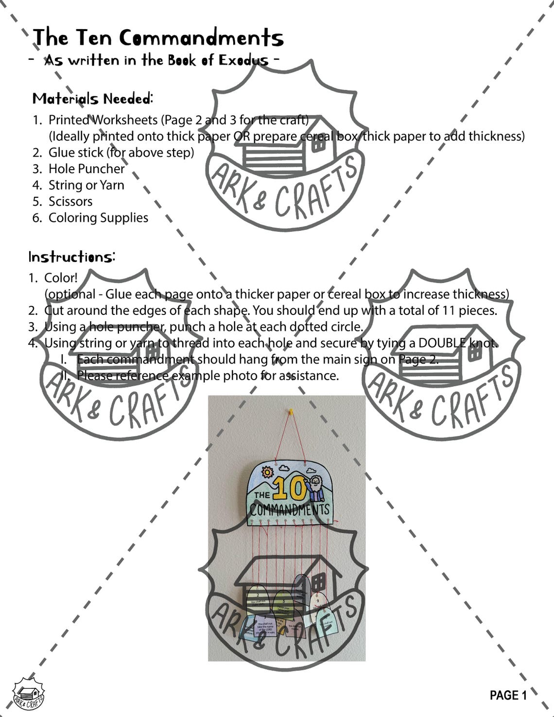 Ten Commandments Craft for Kids: Exodus Bible Lesson (printable PDF) - Etsy