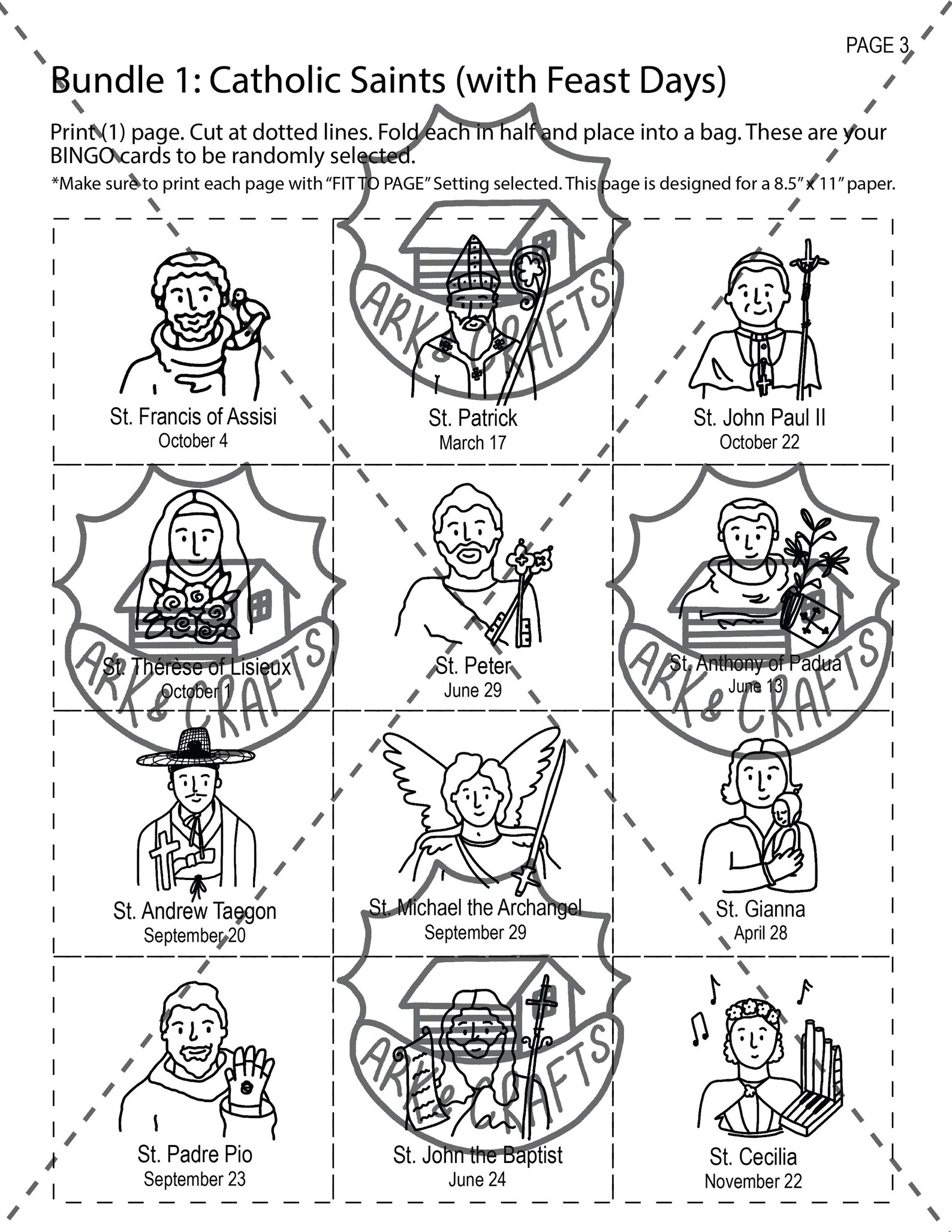 Saint Bingo Game: Catholic All Saints Day Activity (printable PDF) - Etsy