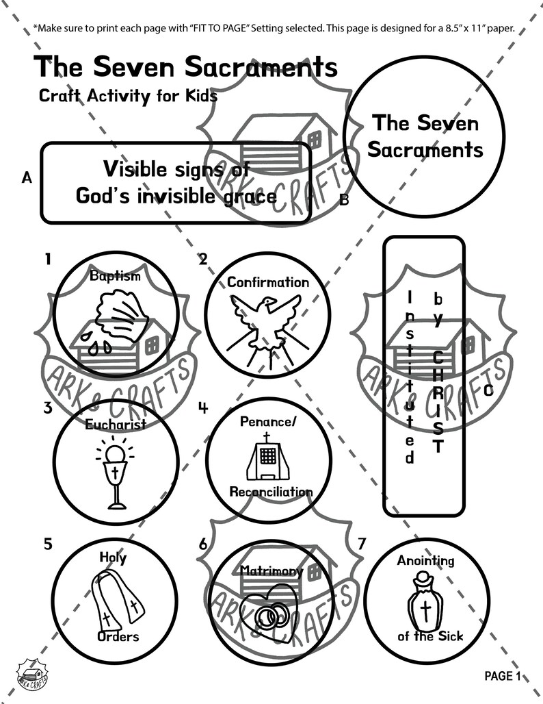 Seven Sacraments Activity for Kids, Print Worksheet and Color ...