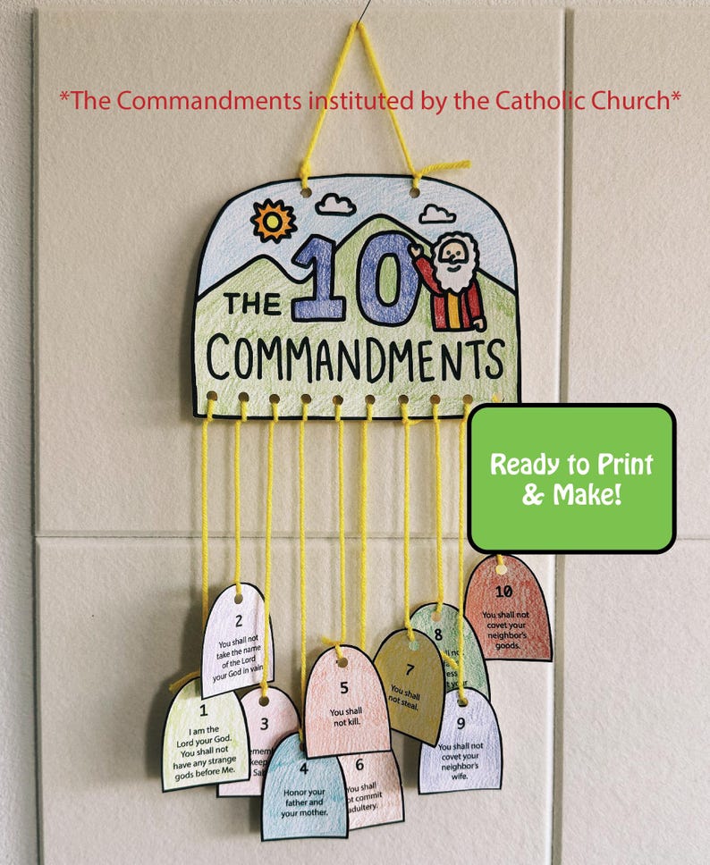 Ten Commandments Craft: Catholic Church Activity, Moses, Bible ...