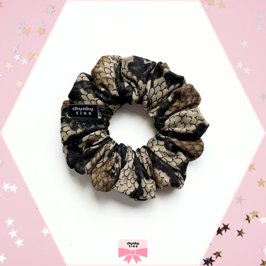 Brown and Black Snake Skin Pattern Regular Size Hair Scrunchie, Stylish ...