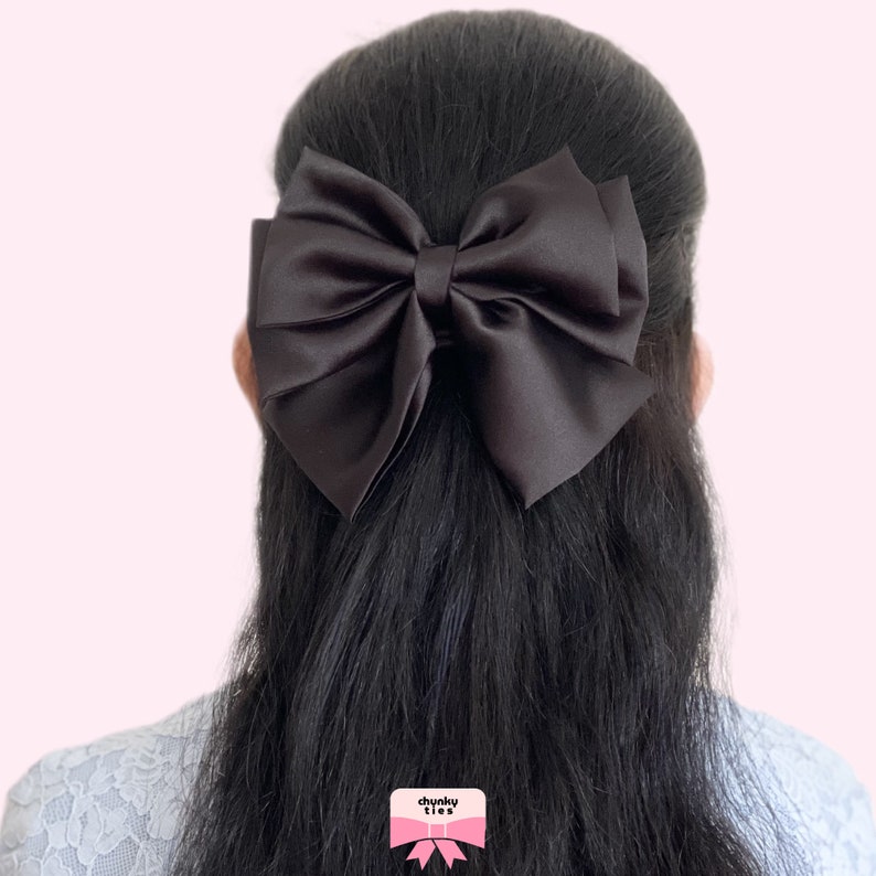 Black Oversized Hair Bow | Large 3-layer Soft Silky Smooth Lightweight ...