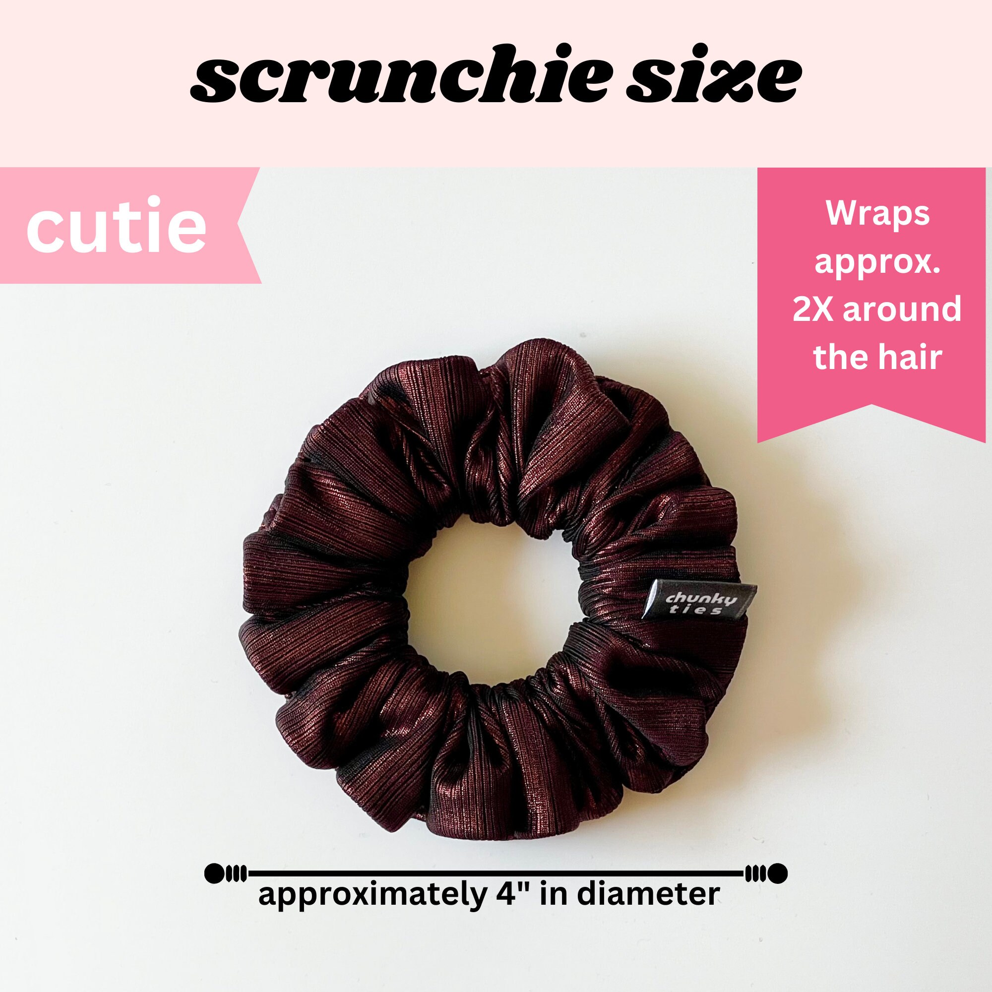 Elegant Metallic Dark Red Medium Size Scrunchie Hair Tie, Sparkly Red ...