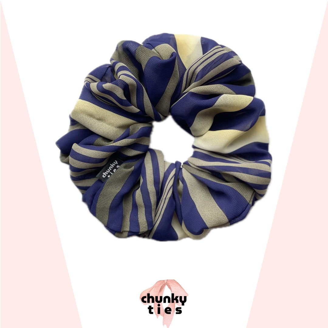 Navy Blue Stripes Extra Large Scrunchie Sheer Hair - Etsy