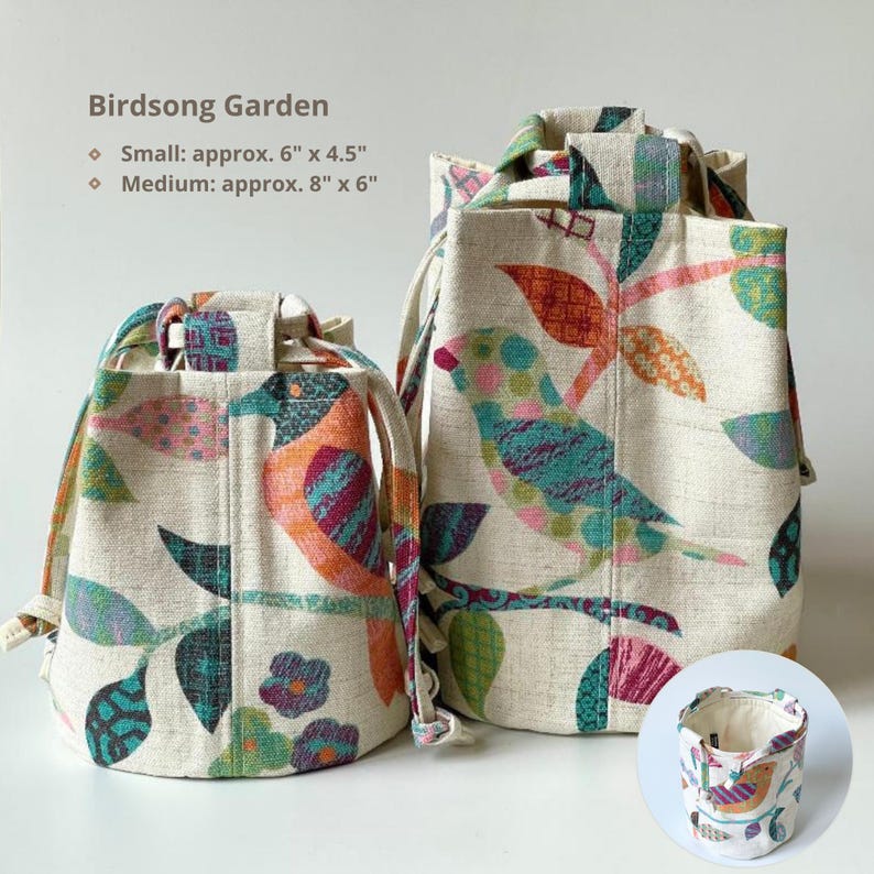 Small or Medium Drawstring Fabric Pouch + Free Scrunchie – Handmade ...