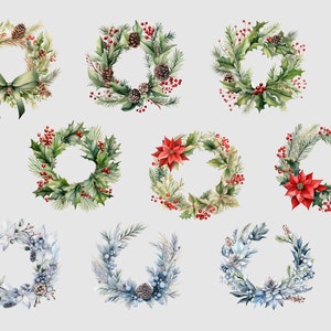 Christmas Floral Clipart PNG, Holly and Poinsettia Bouquet, Watercolour ...
