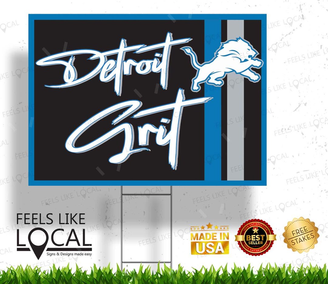 BLACK Detroit Grit Yard Sign or Banner Detroit Lions Banner ...
