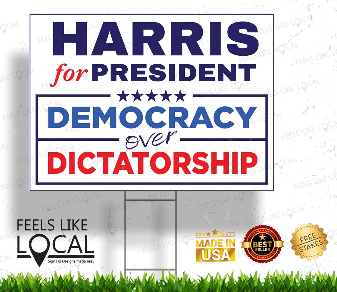Dictator or Democracy Harris for President Yard Sign Harris Election ...
