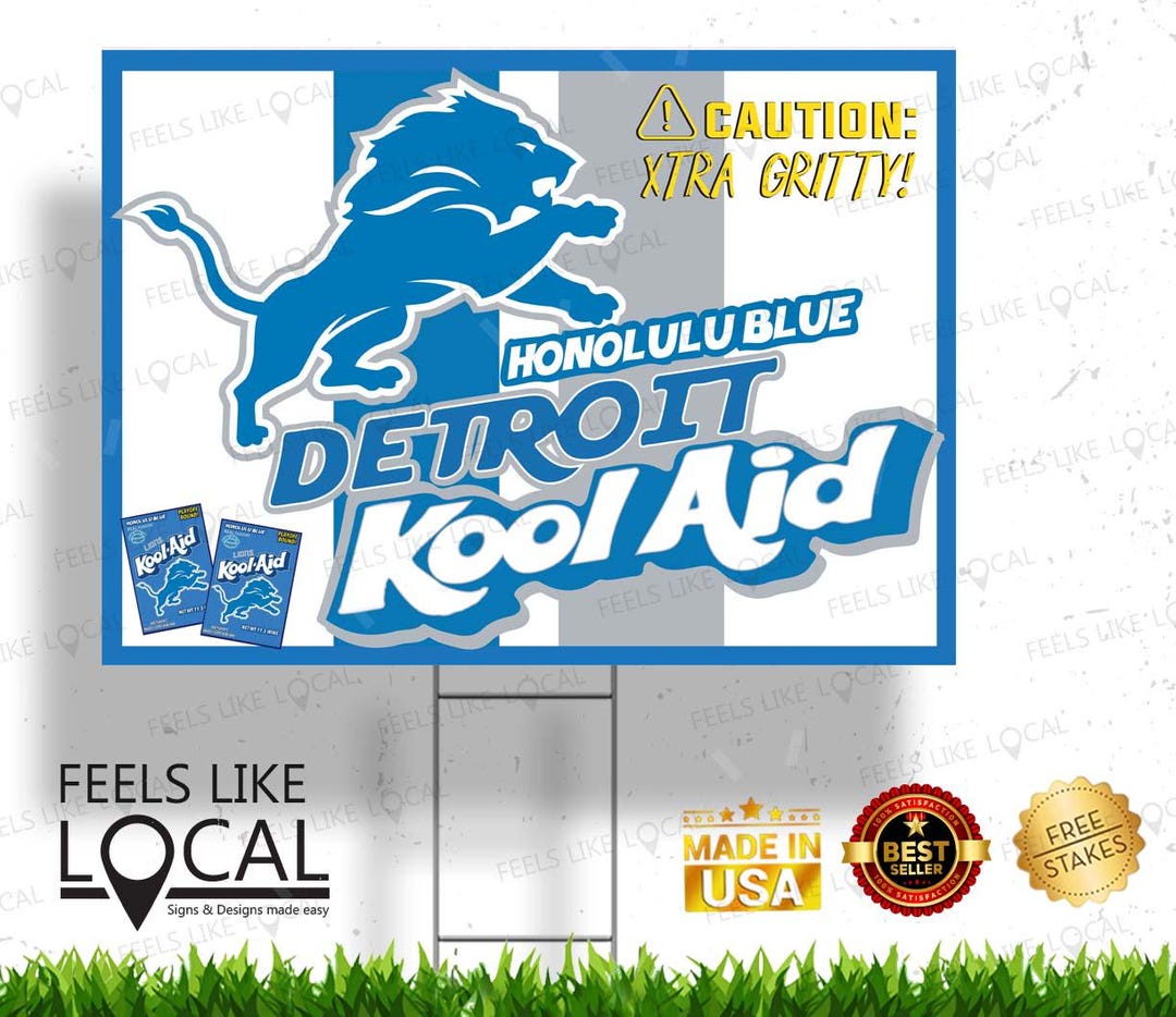 WHITE Detroit Koolaid Yard Sign or Banner Detroit Lions Banner Detroit ...