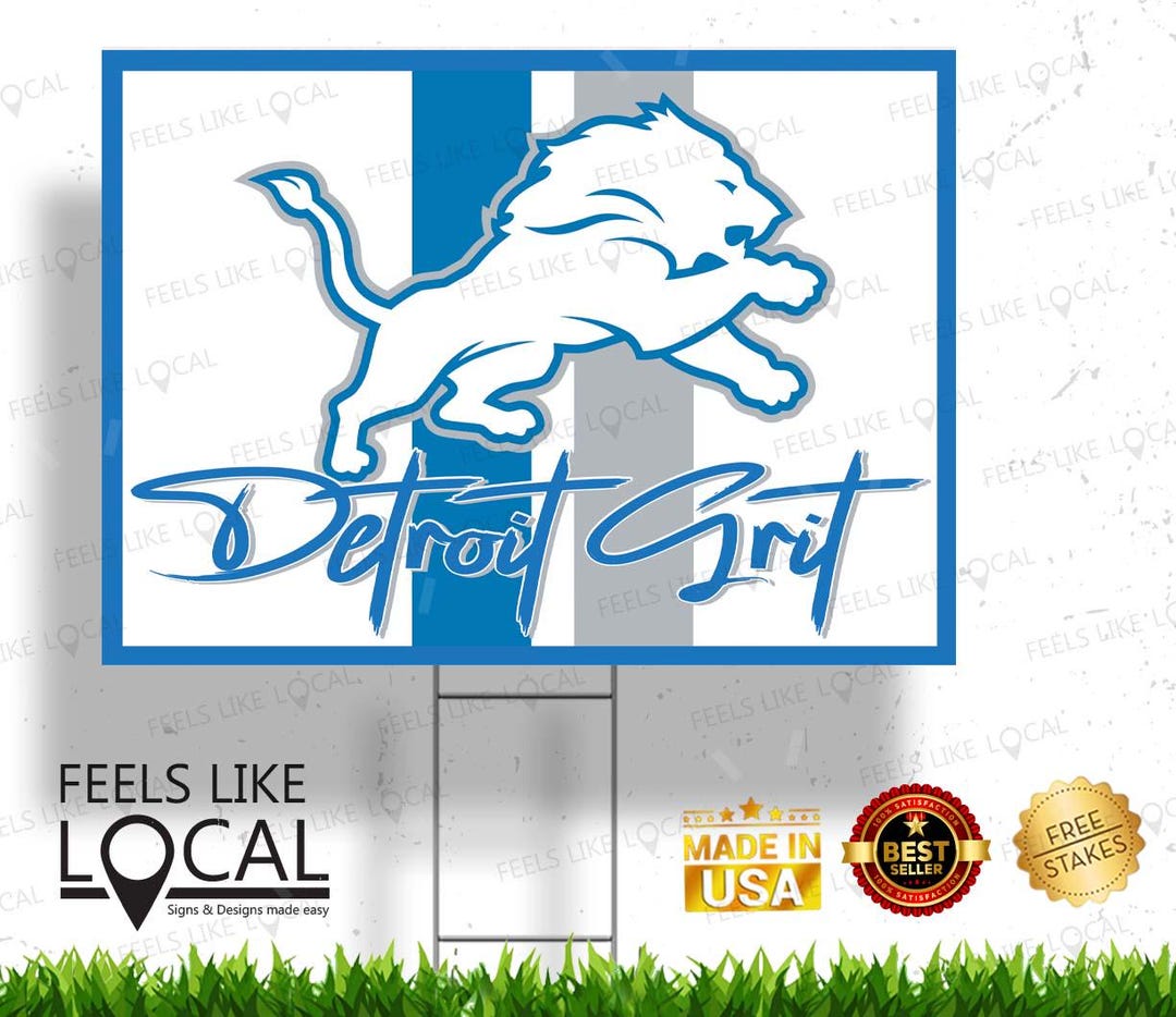 WHITE Detroit Grit Yard Sign or Banner Detroit Lions Banner ...