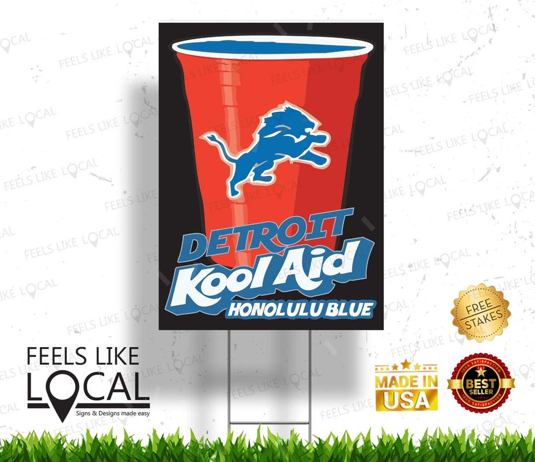 VERTICAL BLACK Detroit Koolaid Yard Sign or Banner Detroit Lions Banner ...