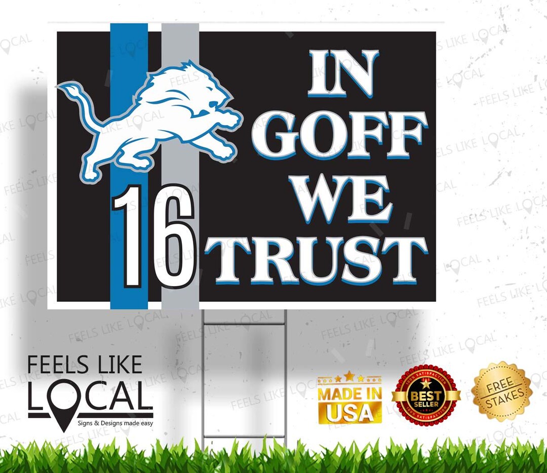 In Goff We Trust Yard Sign or Banner Detroit Lions Banner Detroit ...