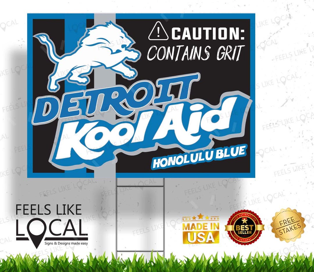 BLACK Detroit Koolaid Yard Sign or Banner Detroit Lions Banner Detroit ...