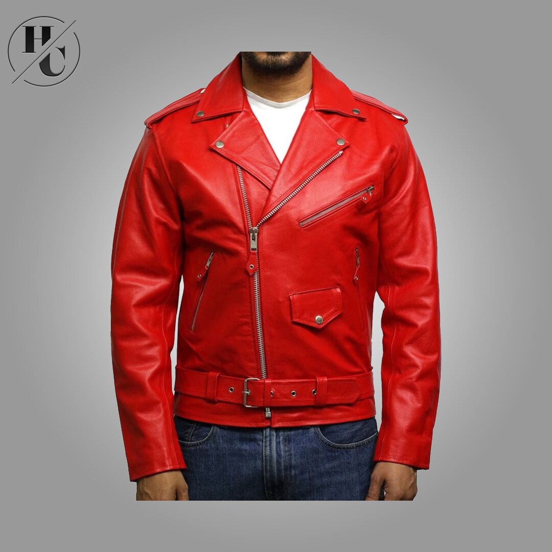 Men's Leather Jacket ,red Leather Jacket ,fashion Style Leather Jacket ...