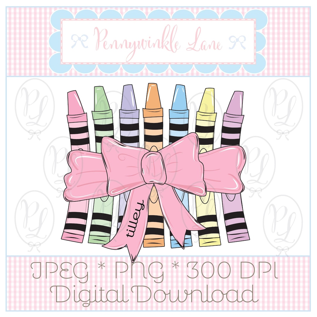 Pastel Crayons With Bow PNG: Back to School Design (digital Download ...