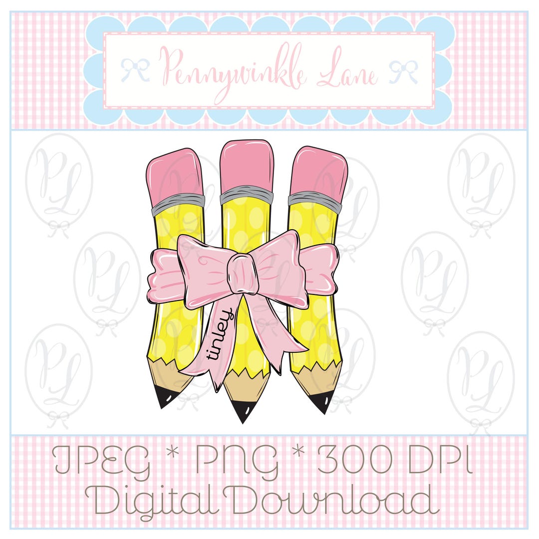 Pencils With Bow Back to School PNG - JPEG | Pencil Design | Back to ...