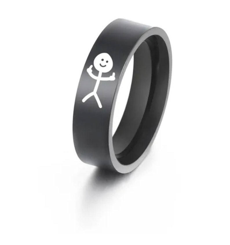 Funny Doodle Stickman Middle Finger Ring in Silver and Black Funny ...